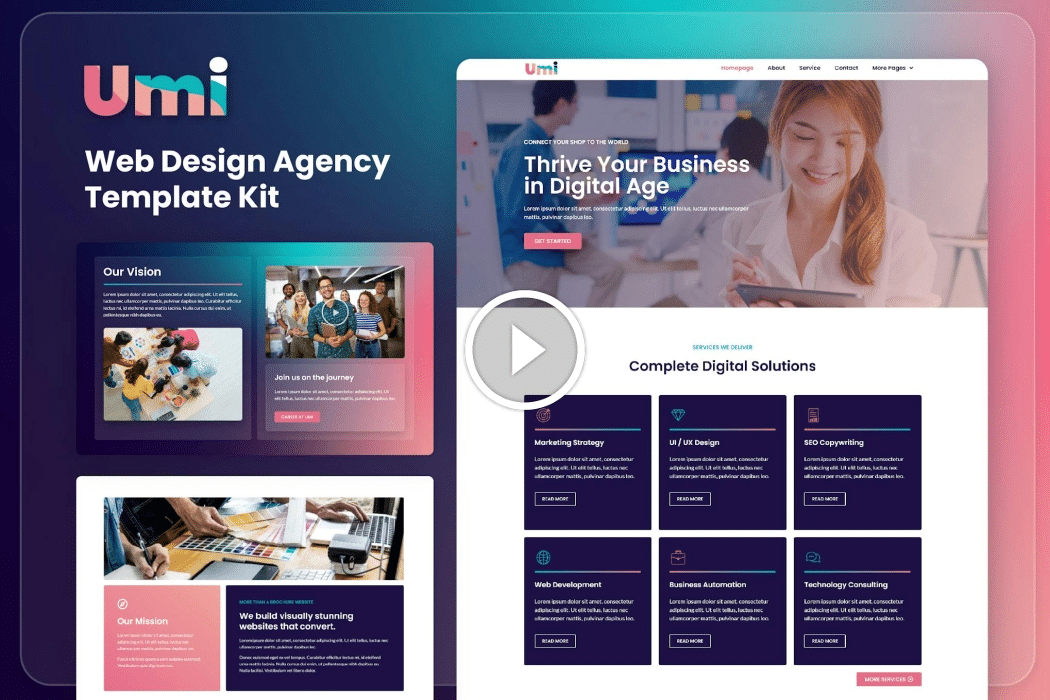 Umi - Web Design Agency Elementor Template Kit » PillBanana.com » Plugins y Themes Premium